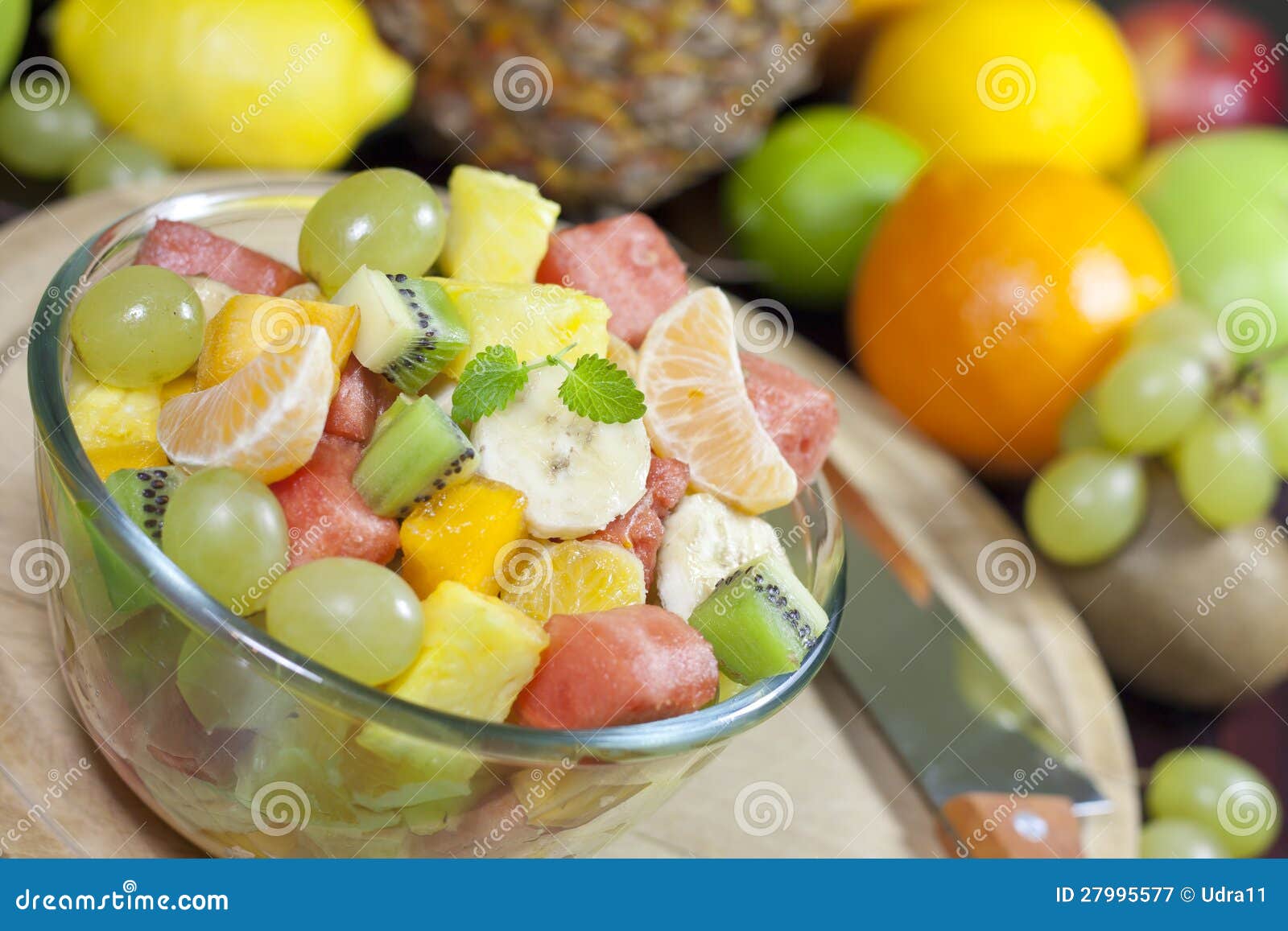 Fresh Fruits Salad in Bowl in Kitchen Stock Image - Image of assortment ...
