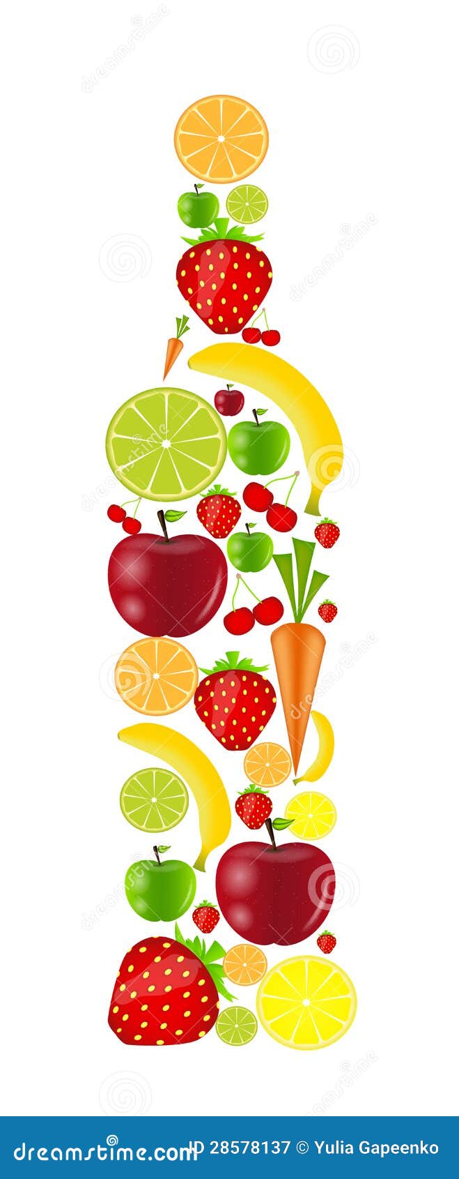Fresh Fruits Vector Illustration Stock Vector - Illustration of leaf ...