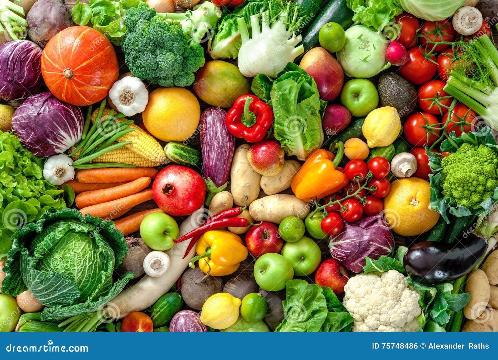 Fresh Fruits and Vegetables Stock Photo - Image of assorted, leaves ...