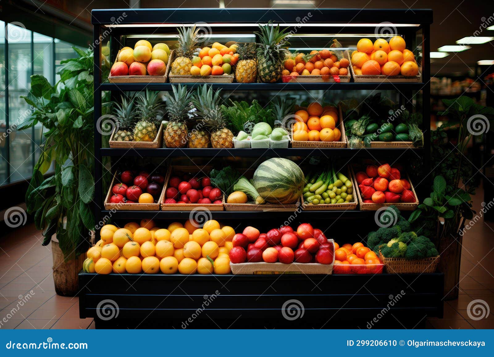 Fresh Fruits and Vegetables on the Counter in the Store Stock ...
