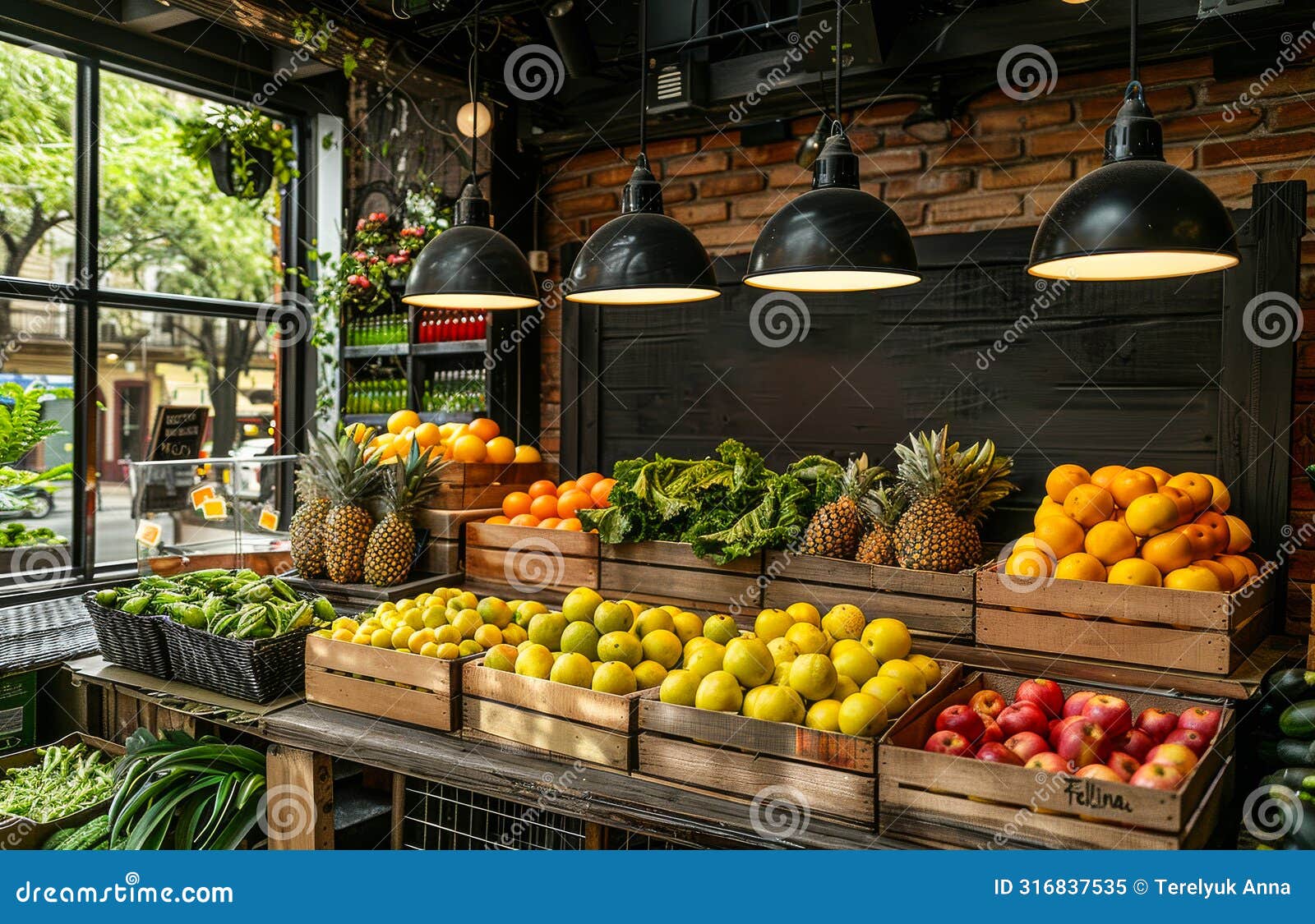 Fresh Fruits and Vegetables on the Counter in the Store Stock Image ...