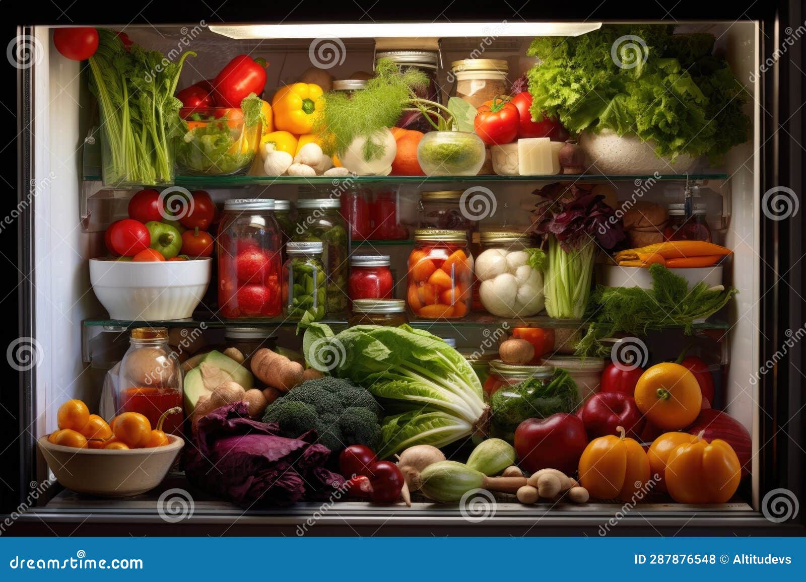Fresh Fruits and Vegetables in a Sparkling Clean Fridge Stock Photo ...