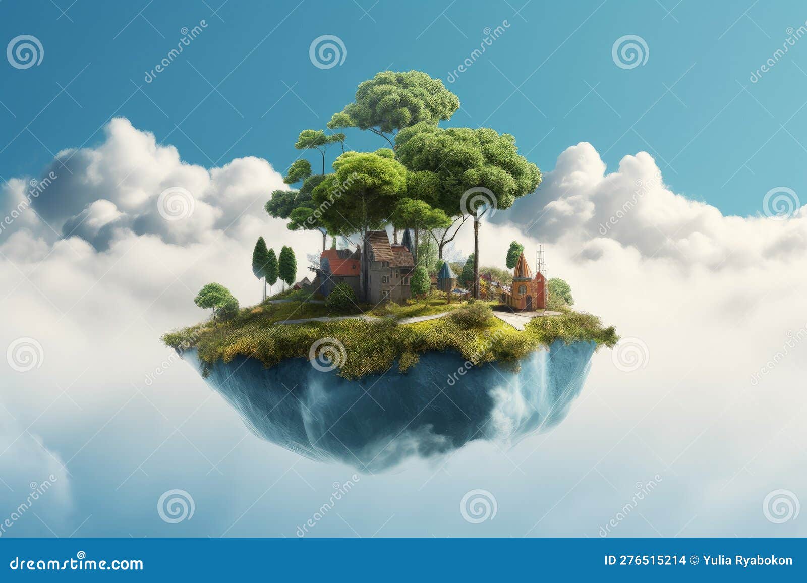 Fresh Garden Floating Creative Island. Generate Ai Stock Illustration ...