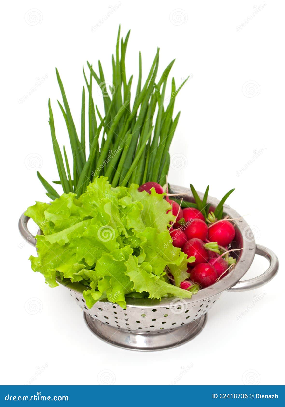 Fresh Garden Vegetables in a Colander Stock Photo - Image of green ...
