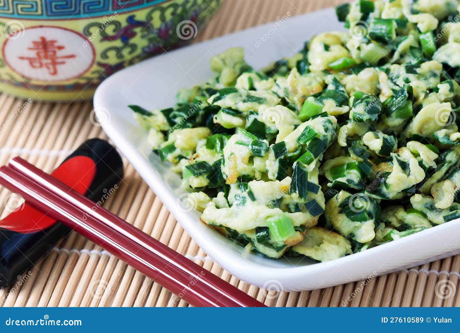 Fresh Garlic Chive with Crumbled Eggs Stock Image - Image of fresh ...