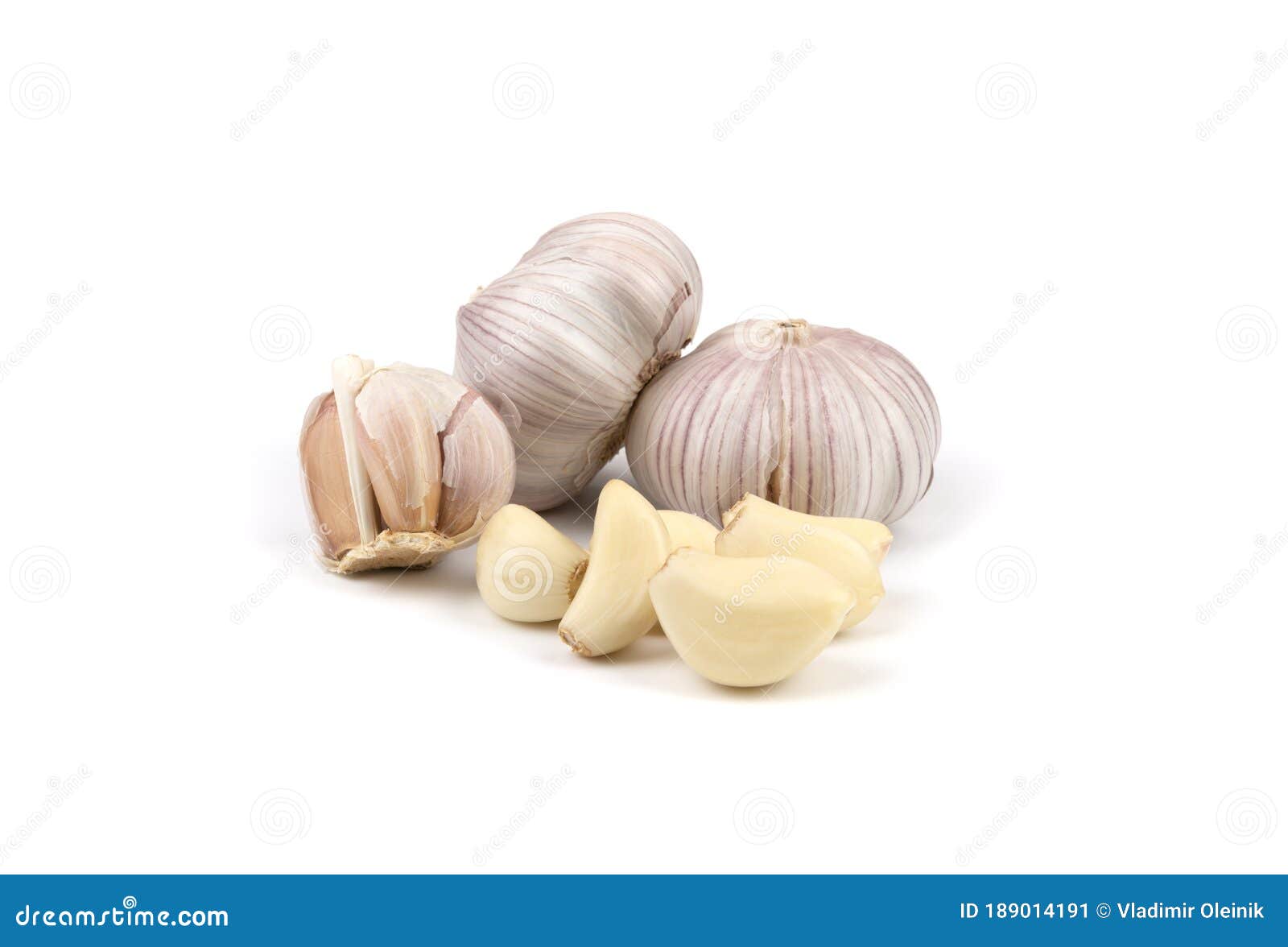 Fresh Garlic in Heads and Divided into Teeth on a White Isolated ...