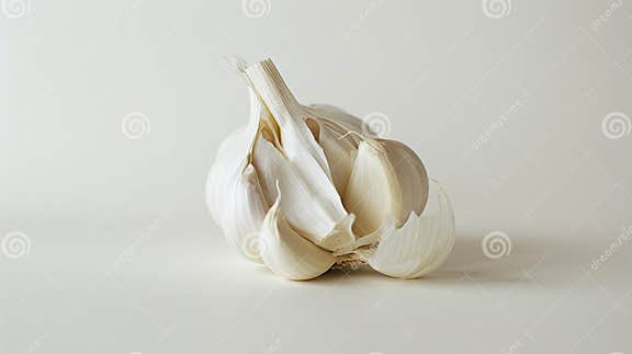 Fresh Garlic Peeled with a White Background Color Stock Illustration ...
