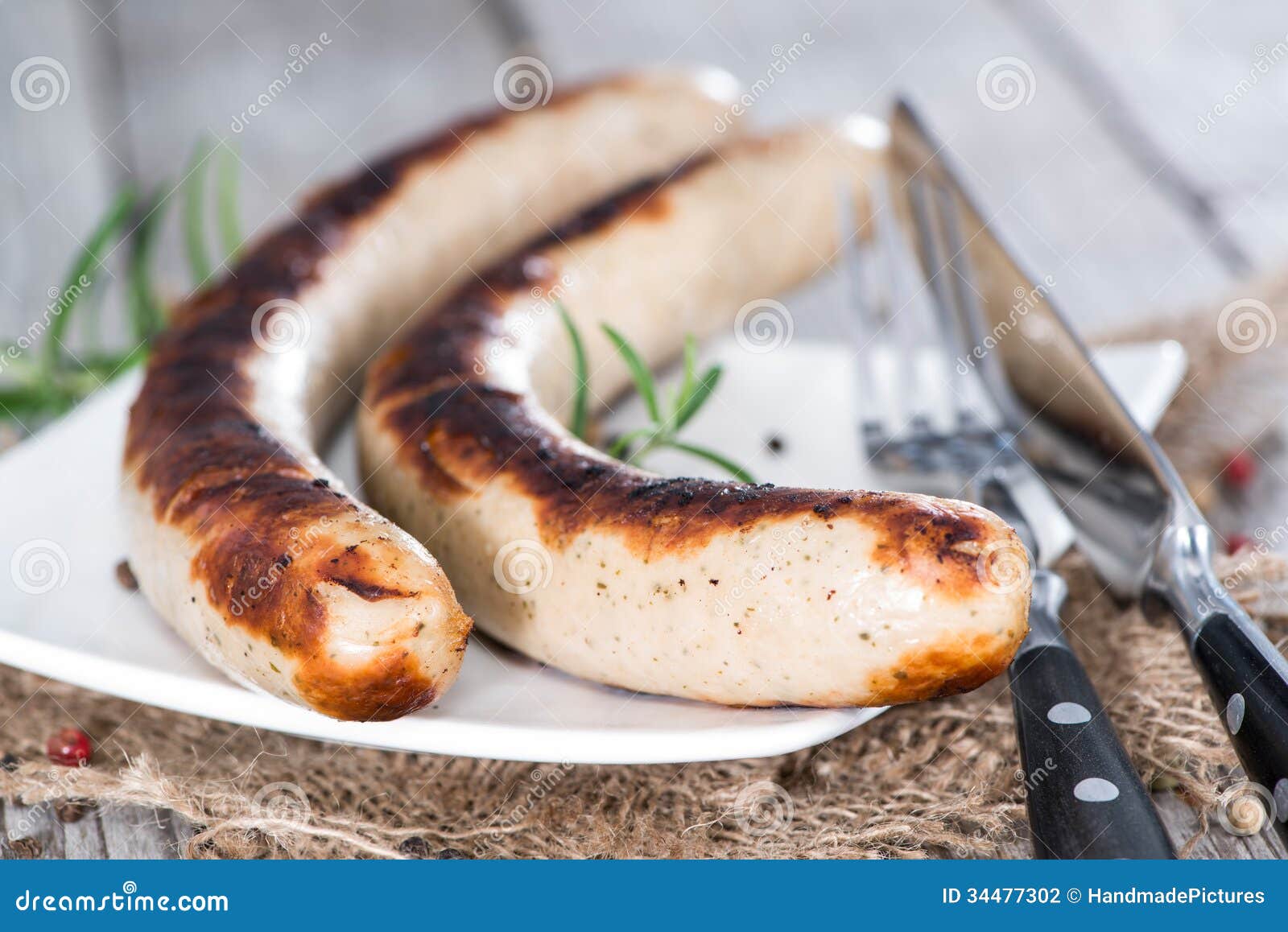 Fresh German Bratwurst stock photo. Image of meal, detail - 34477302