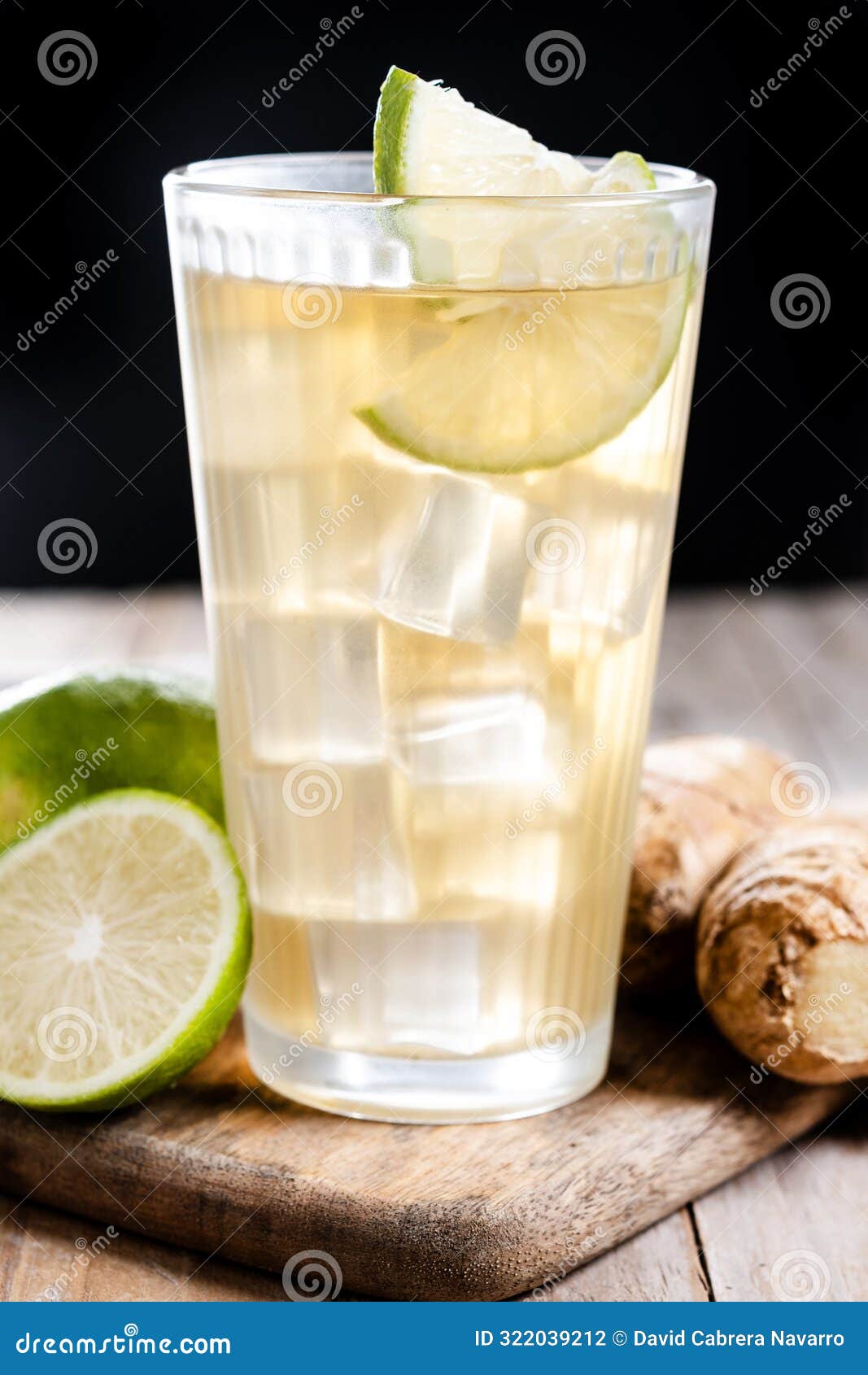 Fresh Ginger Ale Drink in Tall Glass on Wooden Table Stock Photo ...