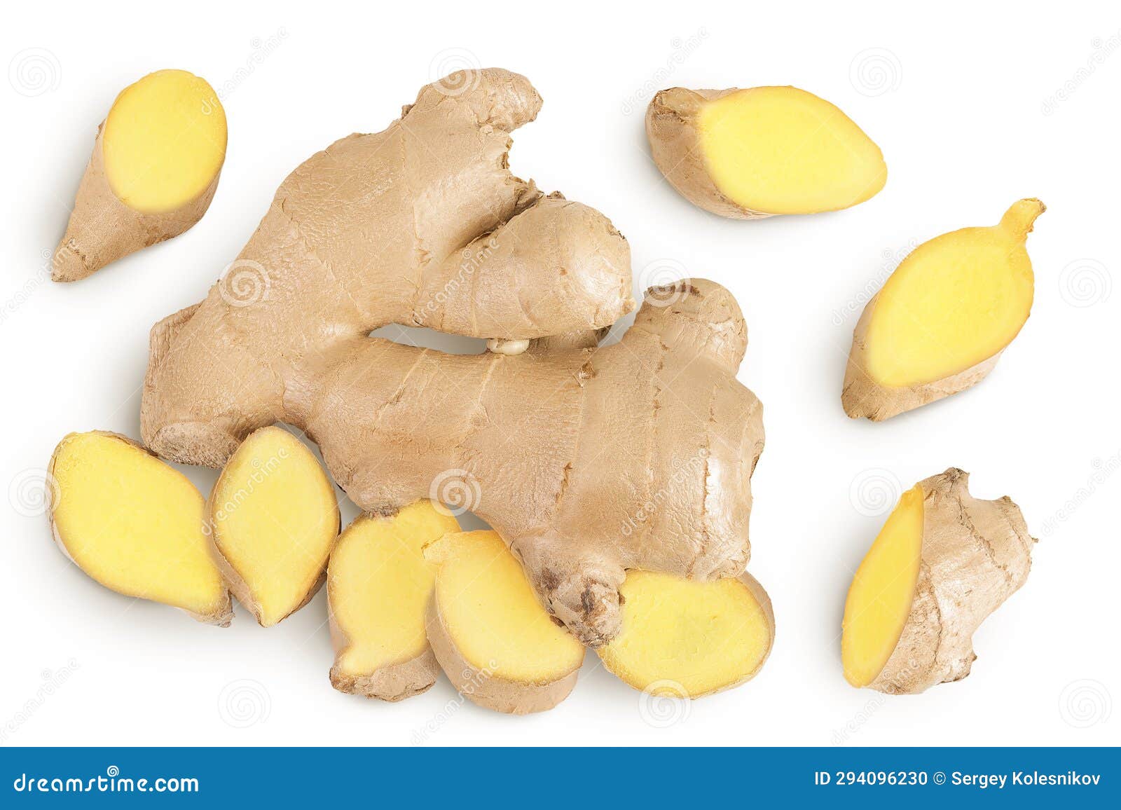 Fresh Ginger Root and Slices Isolated on White Background Stock Photo ...
