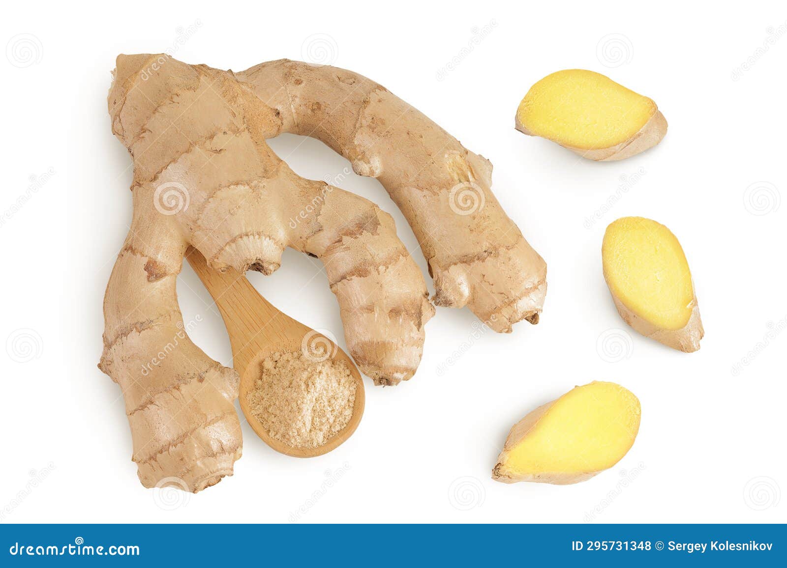 Fresh Ginger Root and Slices Isolated on White Background Stock Photo ...