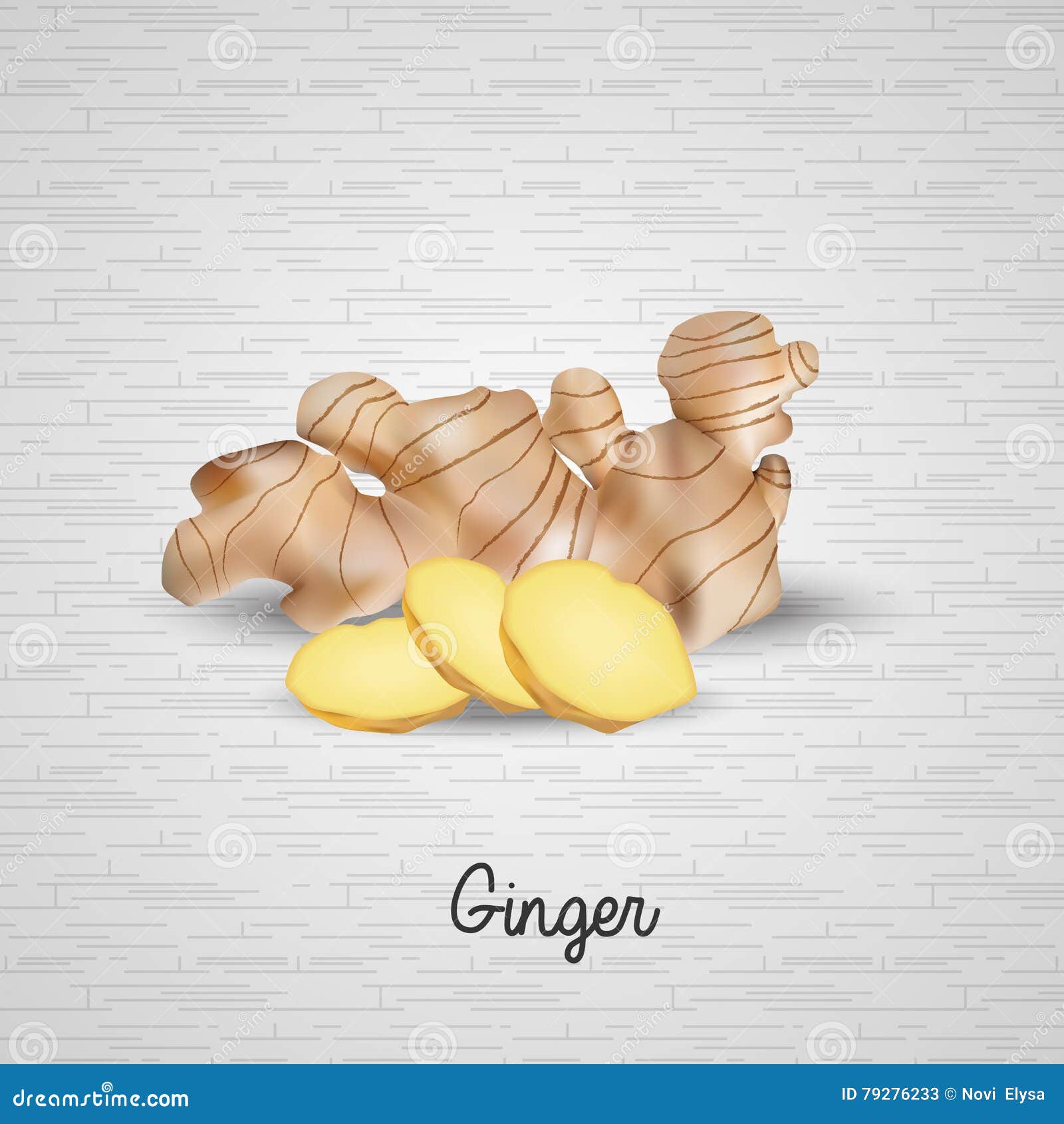 Fresh Ginger and Slices Illustration Stock Vector - Illustration of ...