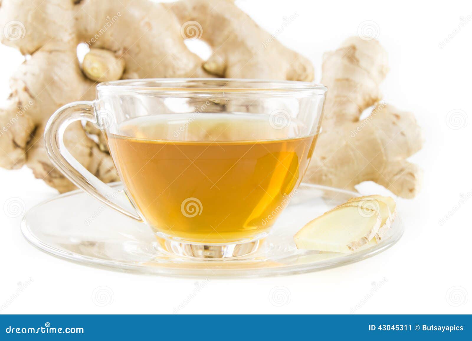 Fresh Ginger and Tea in Glass on White. Stock Image - Image of spicy ...