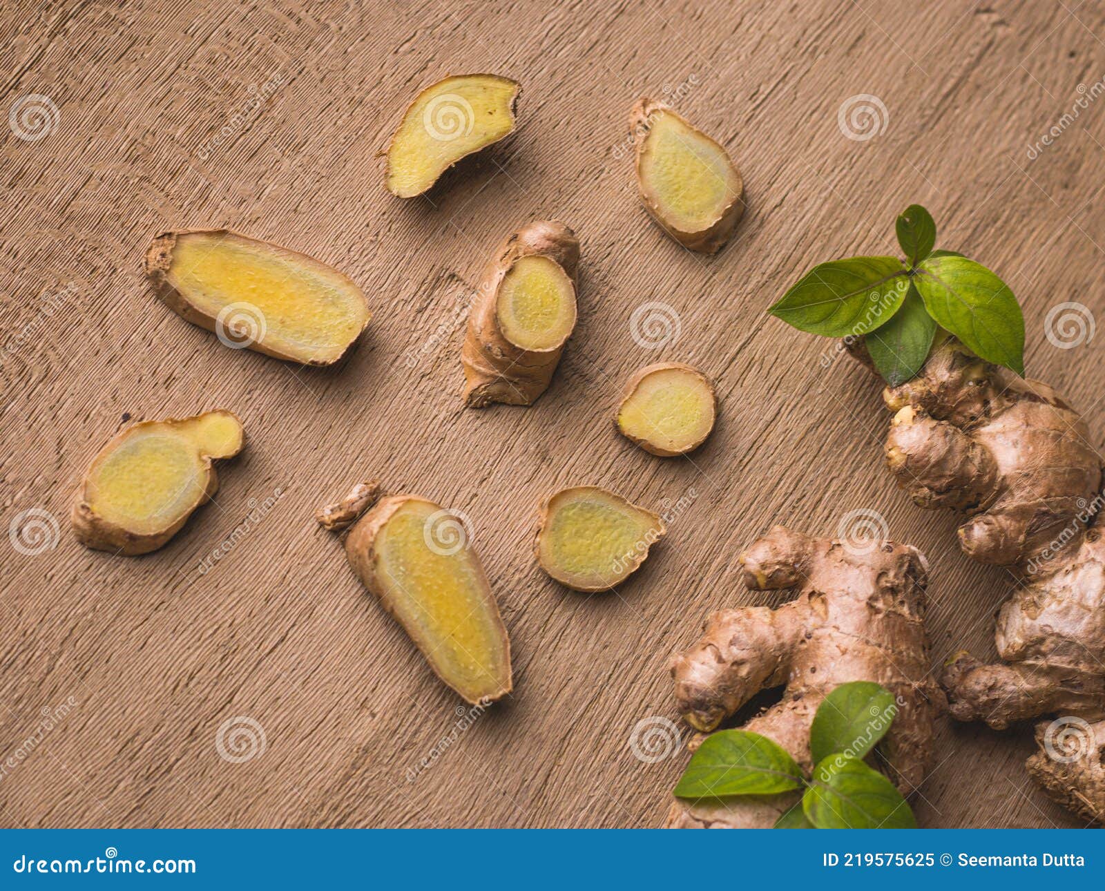 Fresh Ginger on Wooden Texture Background Stock Image. Stock Image ...