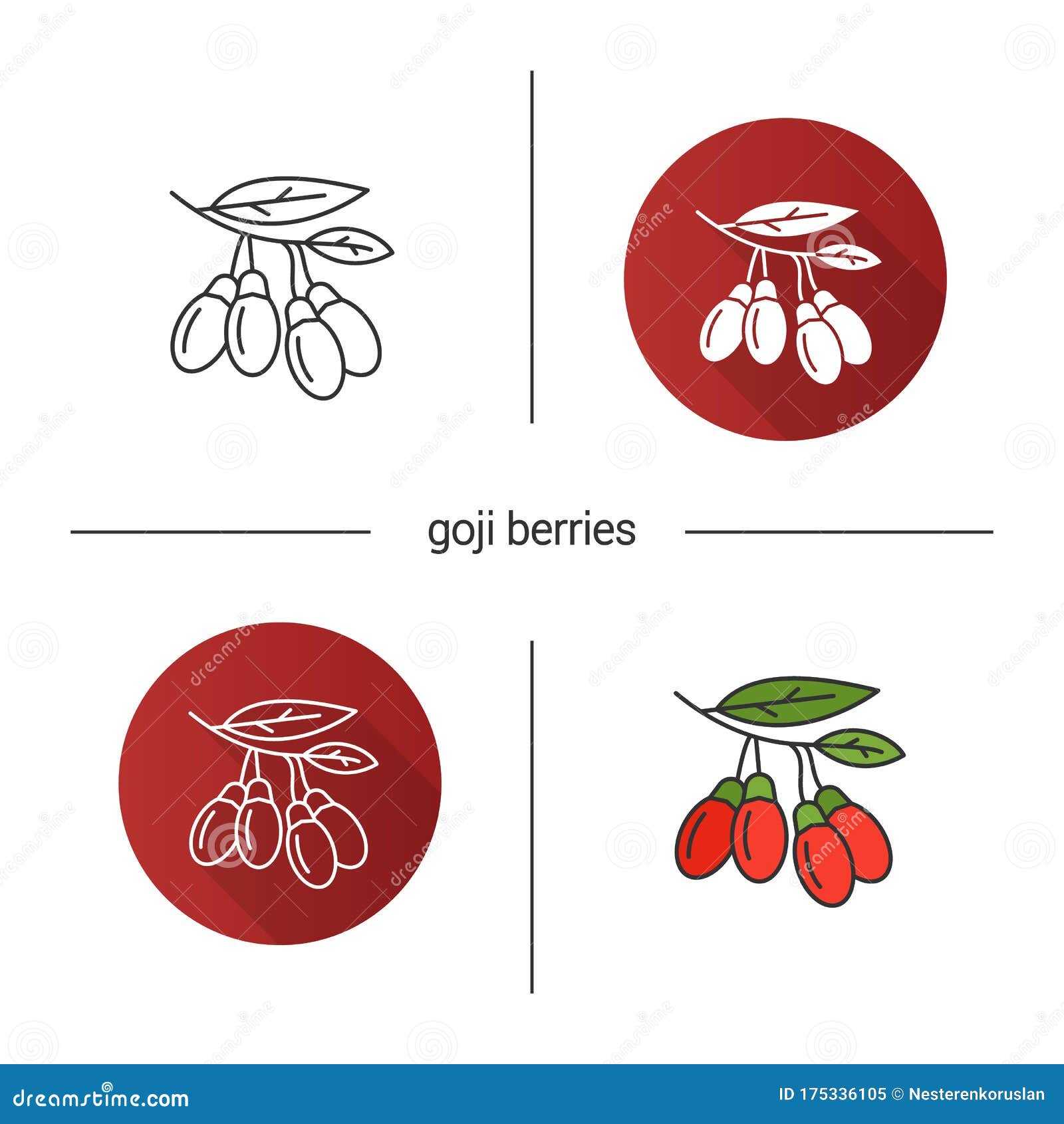Fresh goji berries icon stock vector. Illustration of logo - 175336105