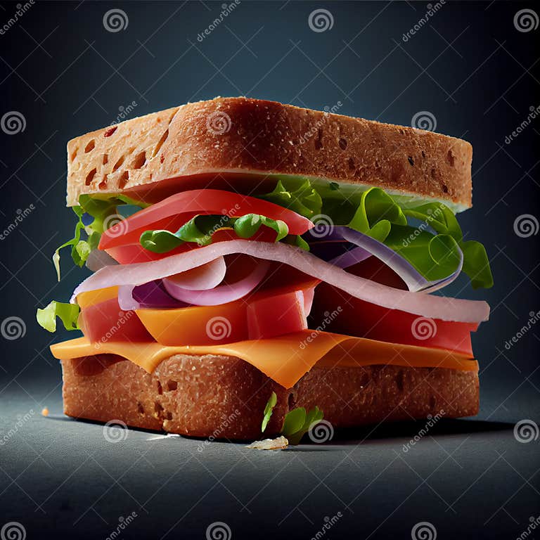 Fresh Gourmet Sandwich Stack with Healthy Vegetables Generated by AI ...