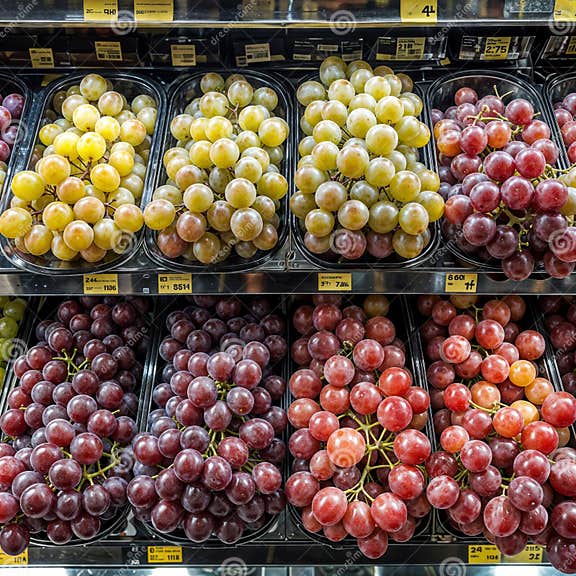 Fresh Grape Market: Assorted Bunches on Display, Generative Ai Stock ...