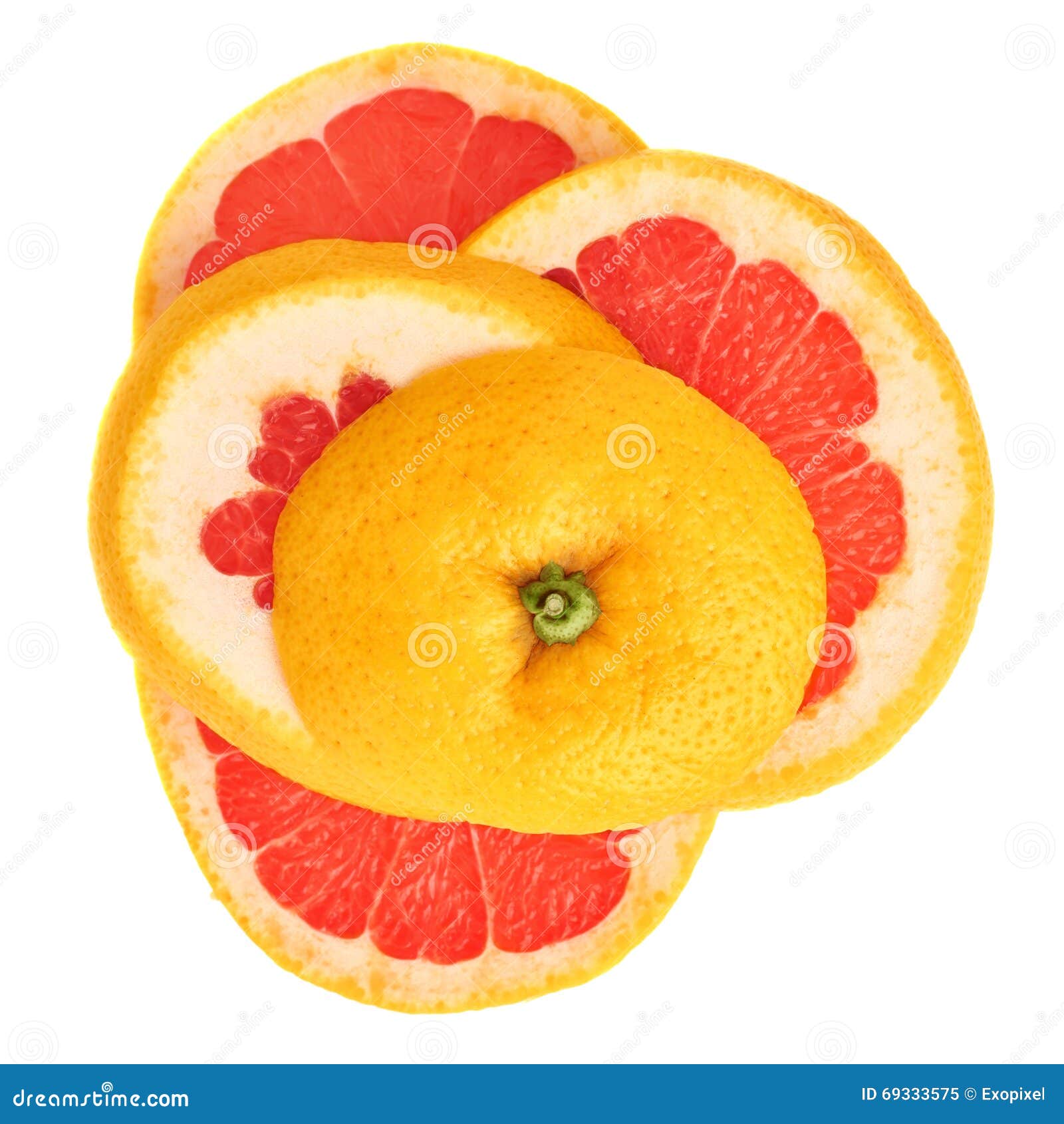 Fresh Grapefruit Cut in Slices Isolated Over the White Background Stock ...