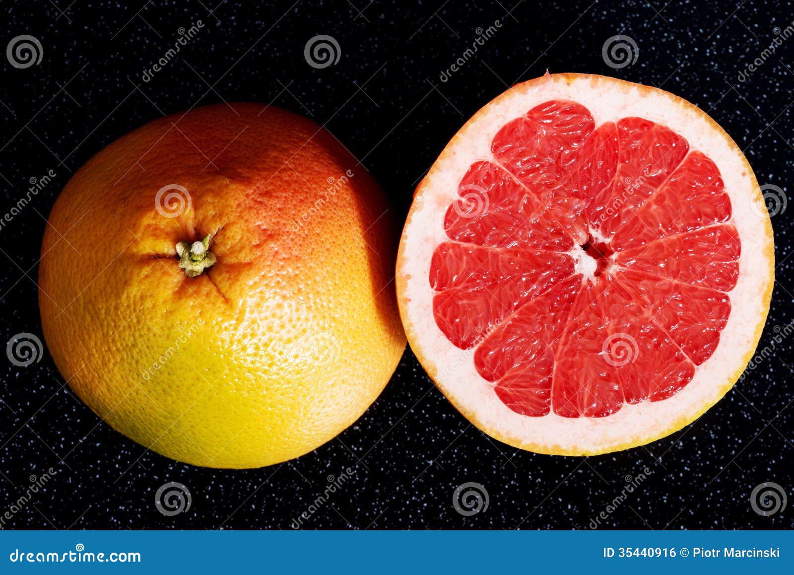 Fresh Grapefruit Divided into Two Pieces. Stock Photo - Image of ...