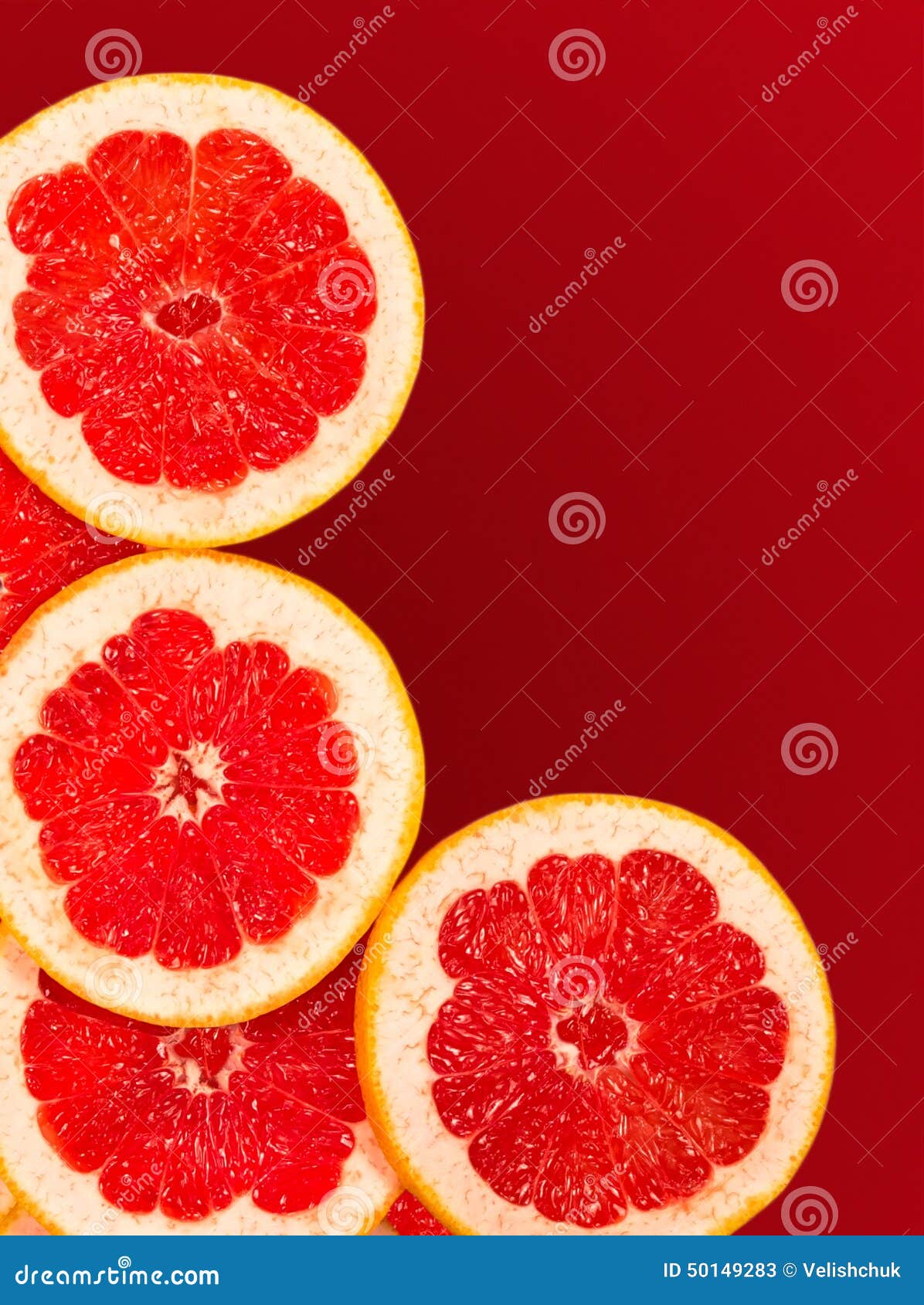 Fresh Grapefruit Slices Isolated on a Gradient Red Stock Image - Image ...