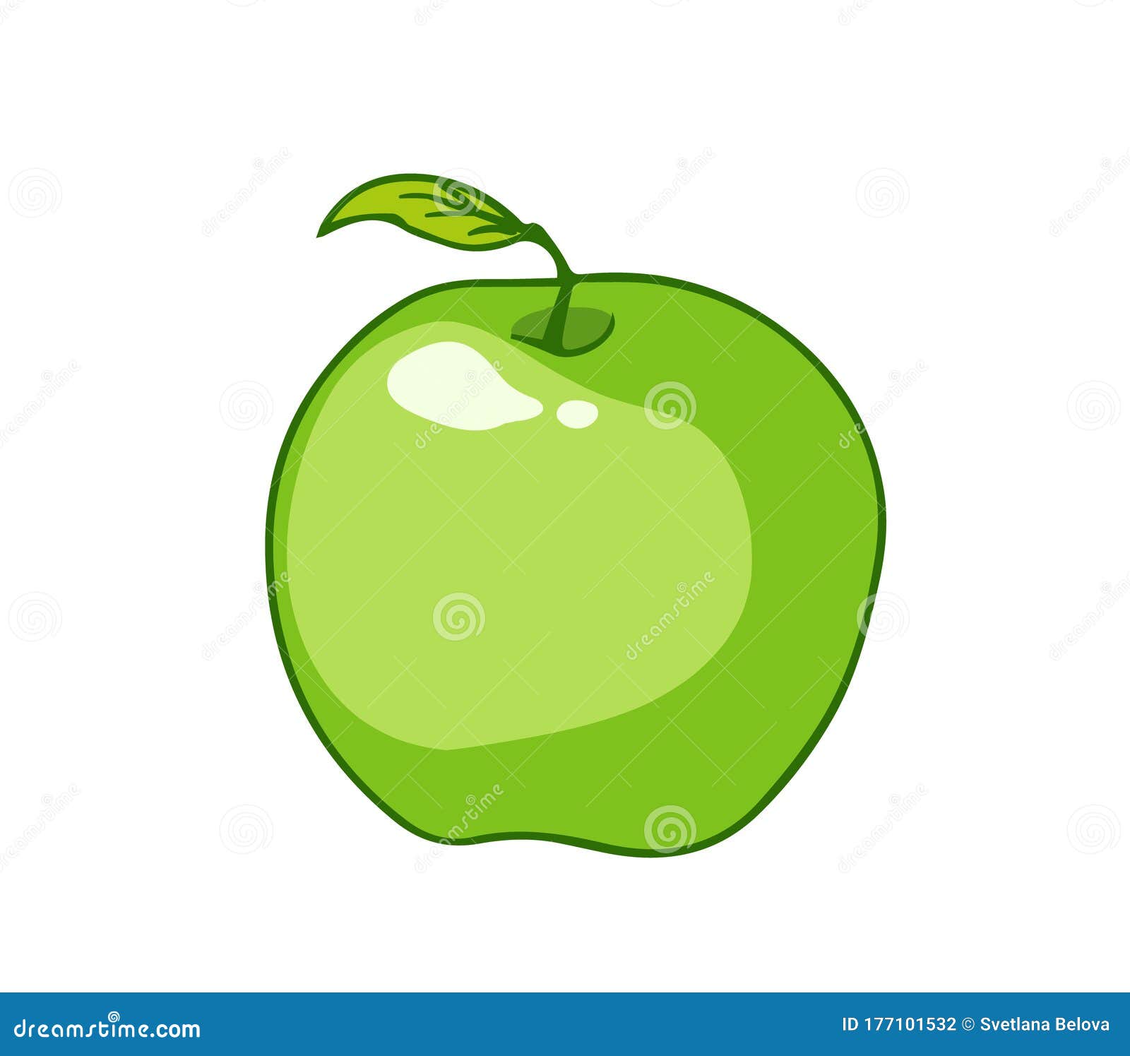 Fresh Green Apple. Cartoon Vector Icon Isolated Stock Vector ...