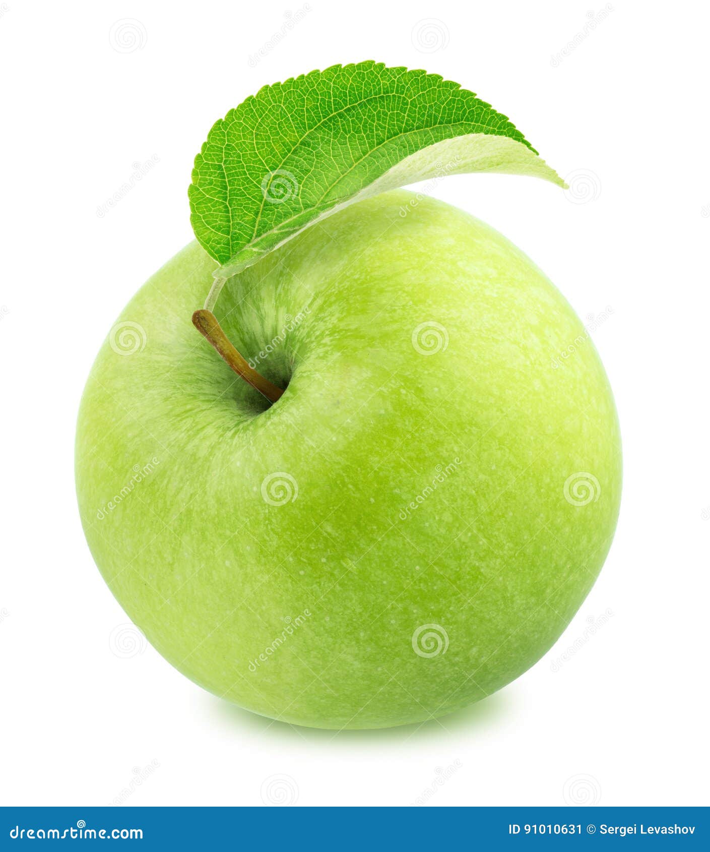 Fresh Green Apple with Leaf Isolated on White Background Stock Image ...