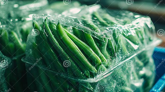 Fresh Green Beans Packaged in Clear Plastic Stock Illustration ...