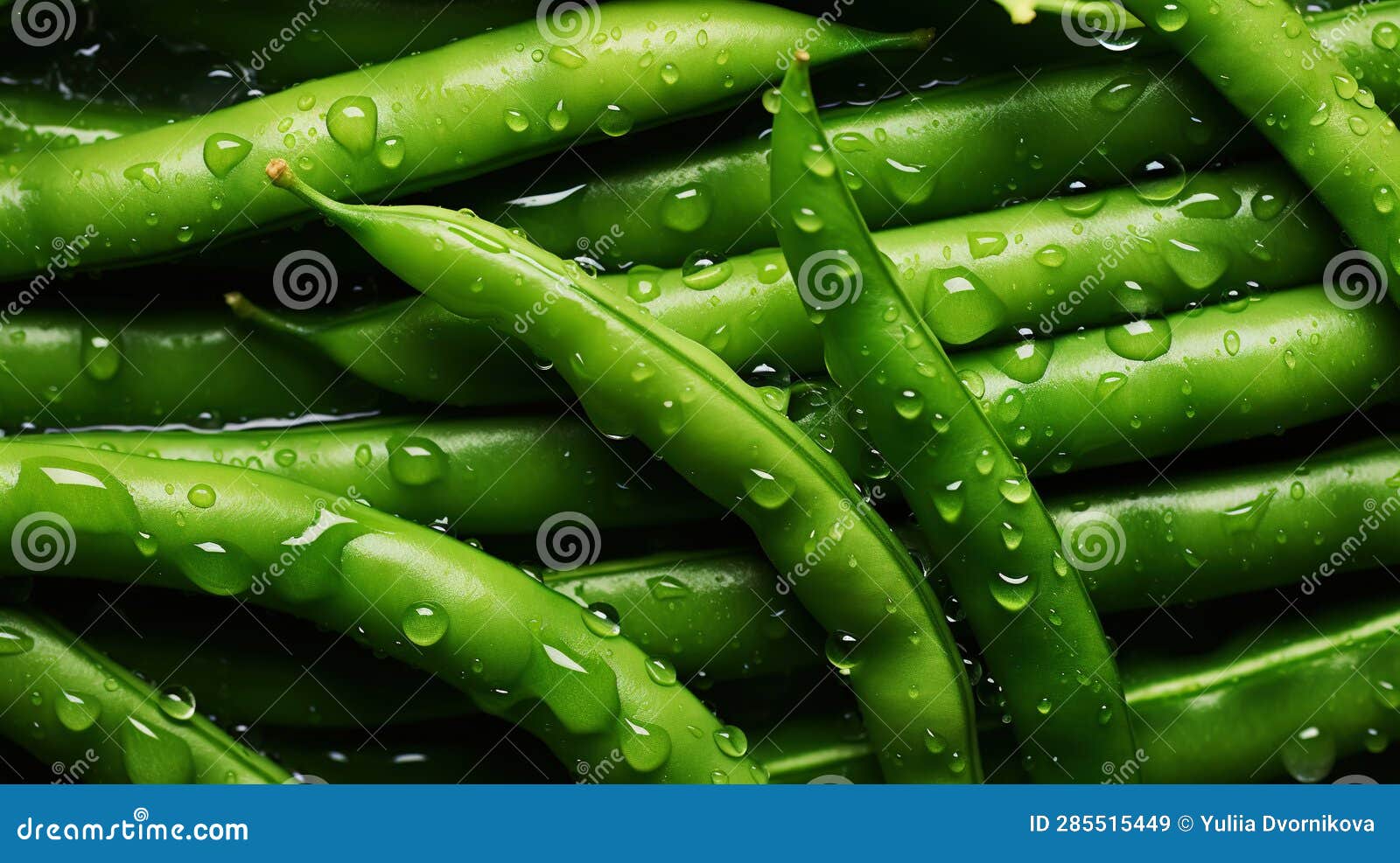 Fresh Green Beans with Water Drops Background. Vegetables Backdrop ...