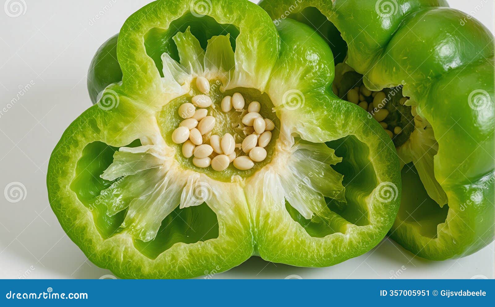 Fresh Green Bell Pepper Half Seeds Membranes Exposed Royalty-Free Stock ...