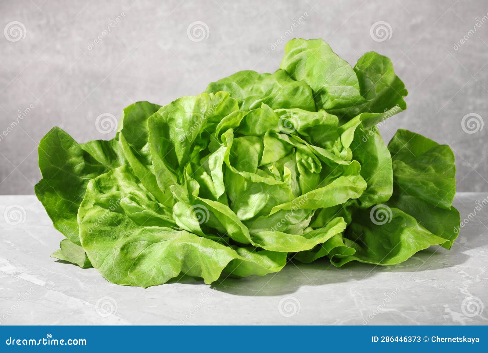 Fresh Green Butter Lettuce on Grey Marble Table Stock Image - Image of ...