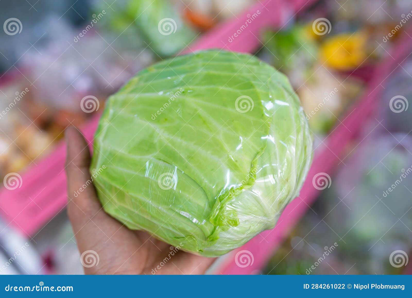 Fresh Green Cabbage, Chinese Cabbage in a Supermarket. Stock Photo ...