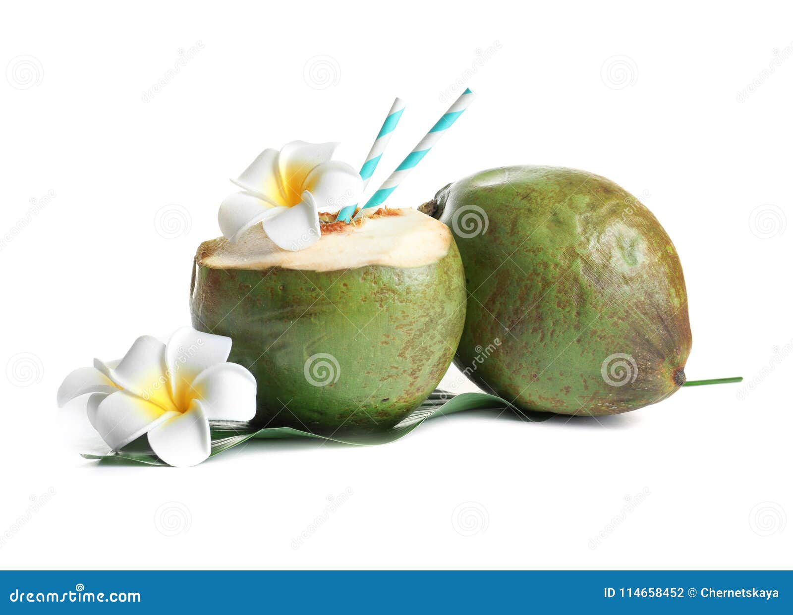 Green Coconut With Straw