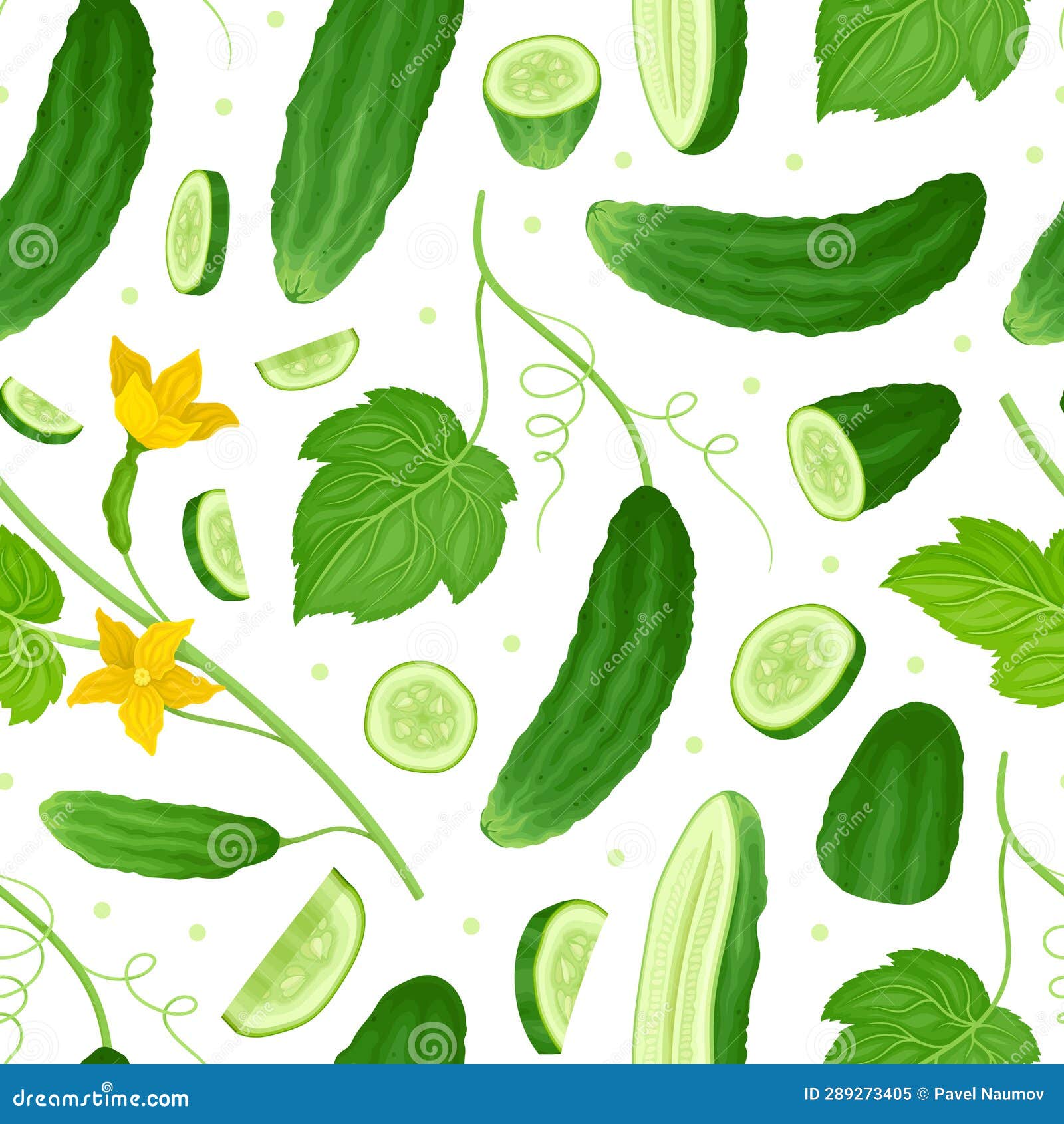 Fresh Green Cucumber Vegetable Seamless Pattern Design Vector Template ...