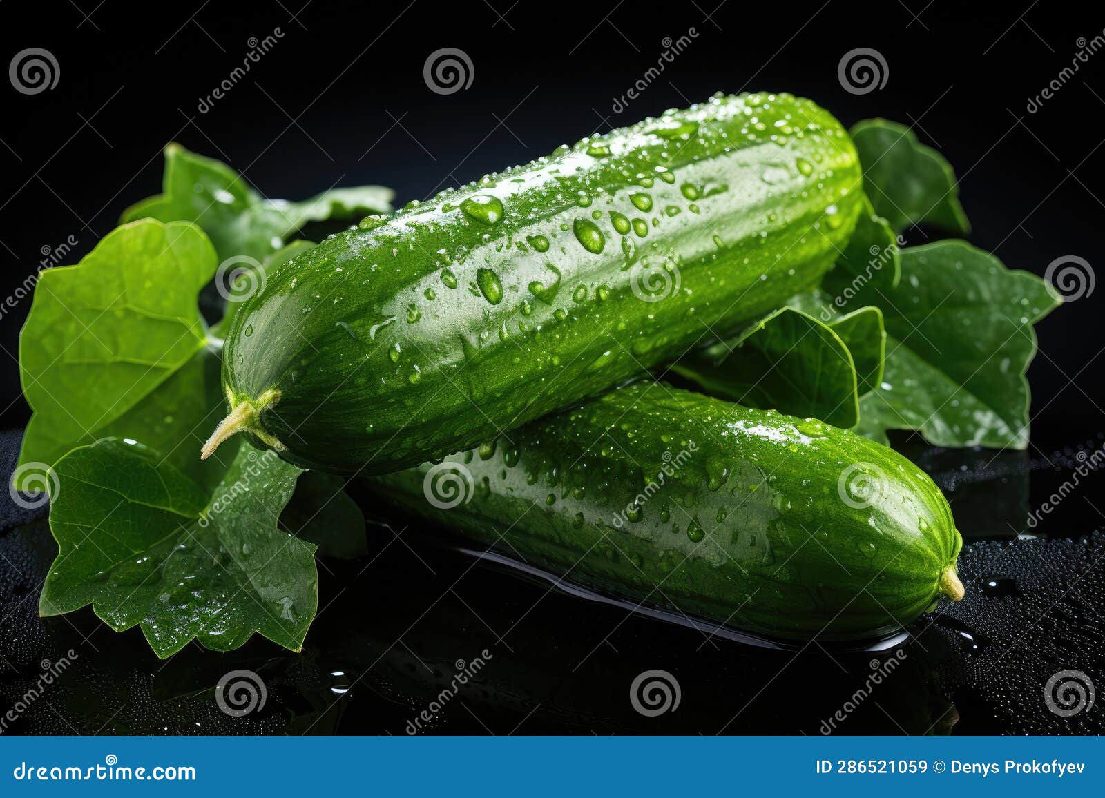 Fresh cucumbers on black stock image. Image of juicy - 286521059