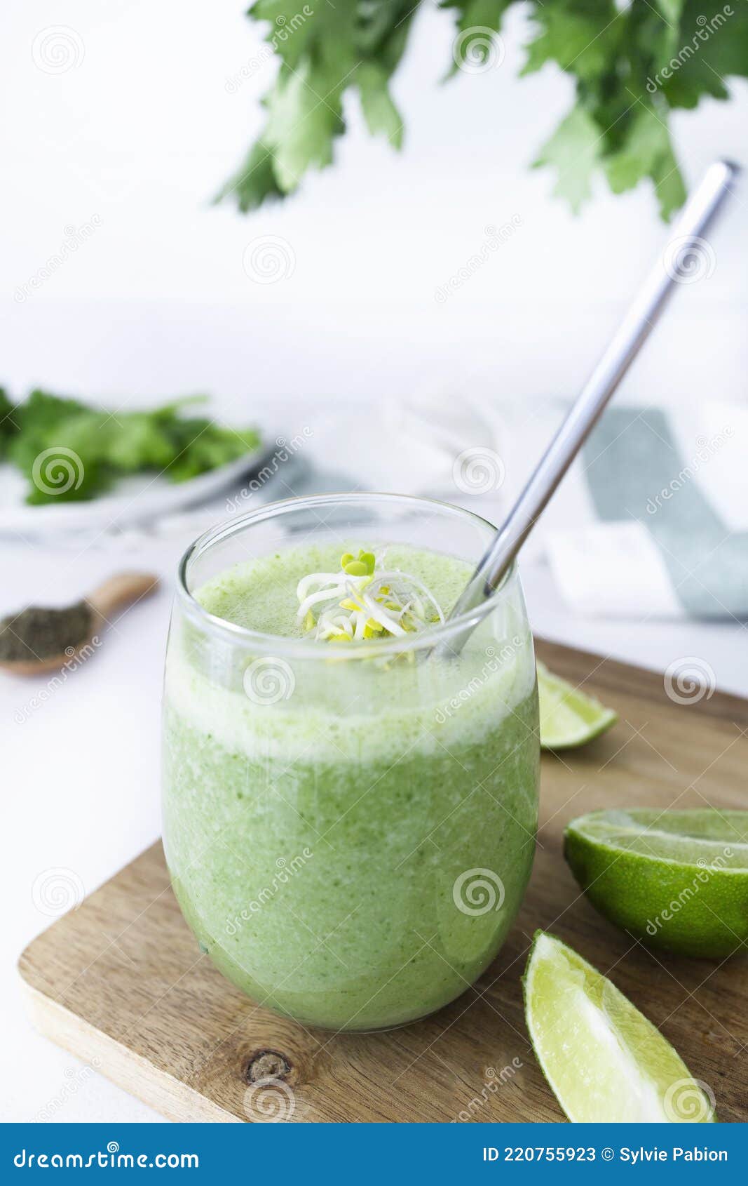 Fresh Green Fruit And Vegetable Smoothie Detox Smoothie With Spinach