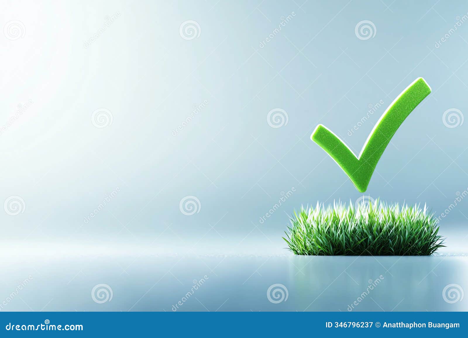 Fresh Green Grass Patch with Vibrant Checkmark Symbolizing Growth ...
