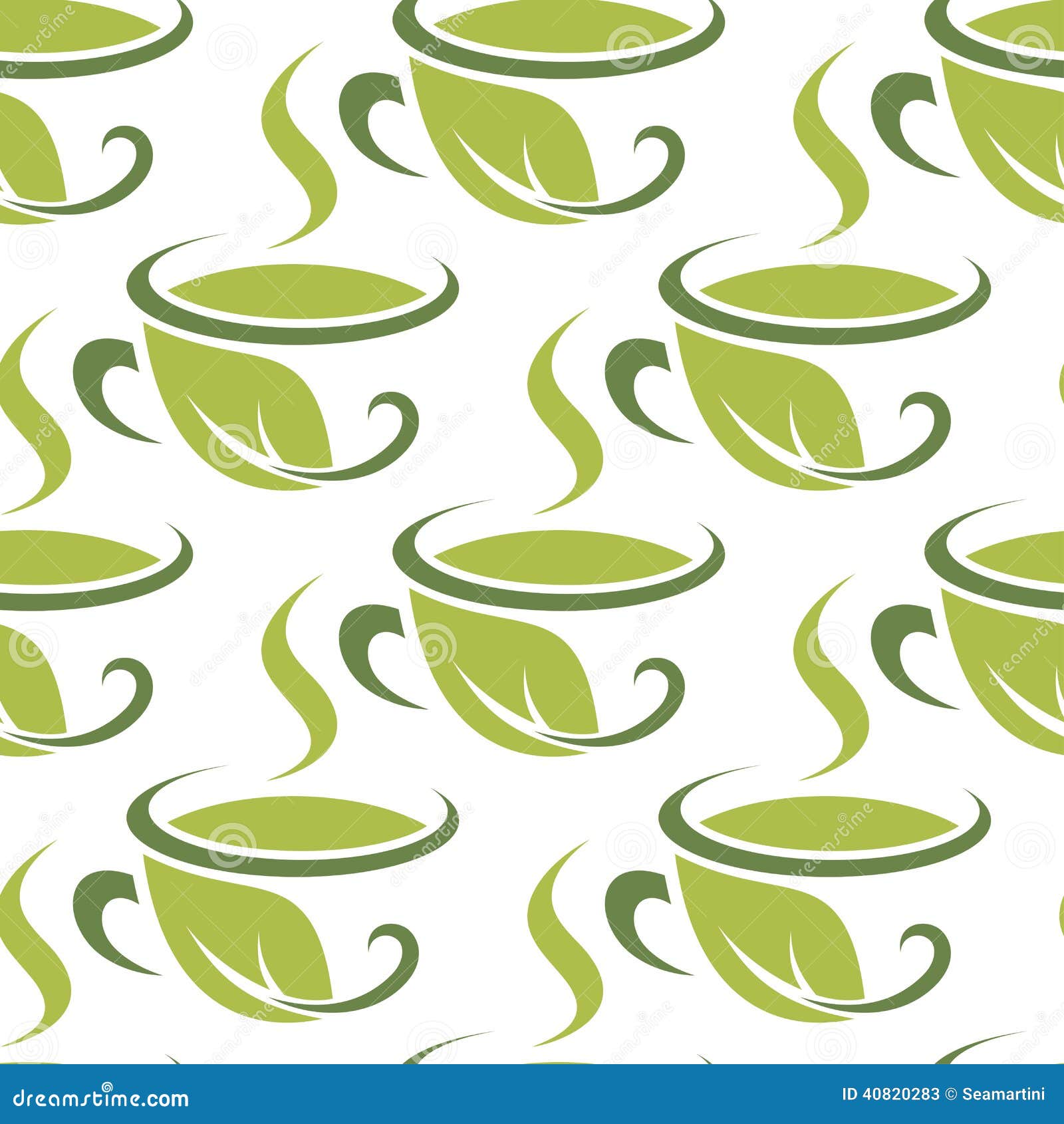 Fresh Green Herbal Tea Seamless Pattern Stock Vector - Illustration of ...