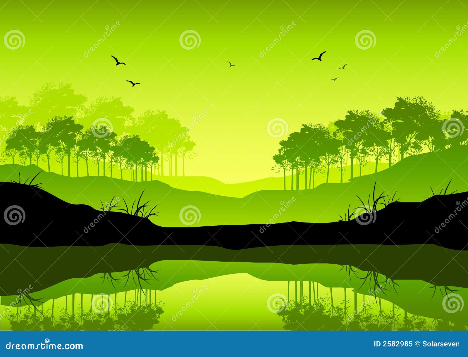 Fresh Green Landscape stock illustration. Illustration of peaceful ...