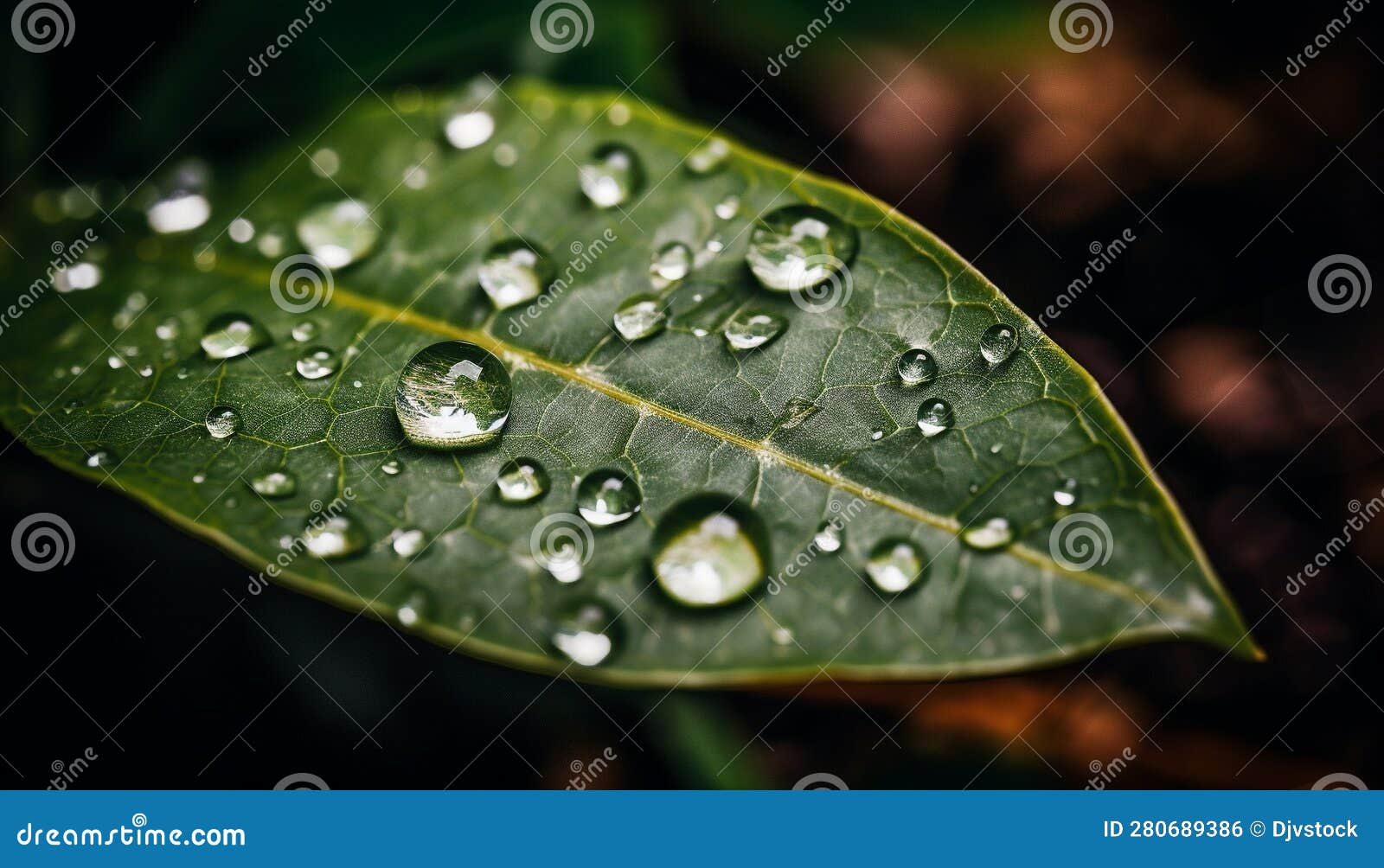 Fresh Green Leaf with Dew Drop, Reflecting Vibrant Summer Beauty ...