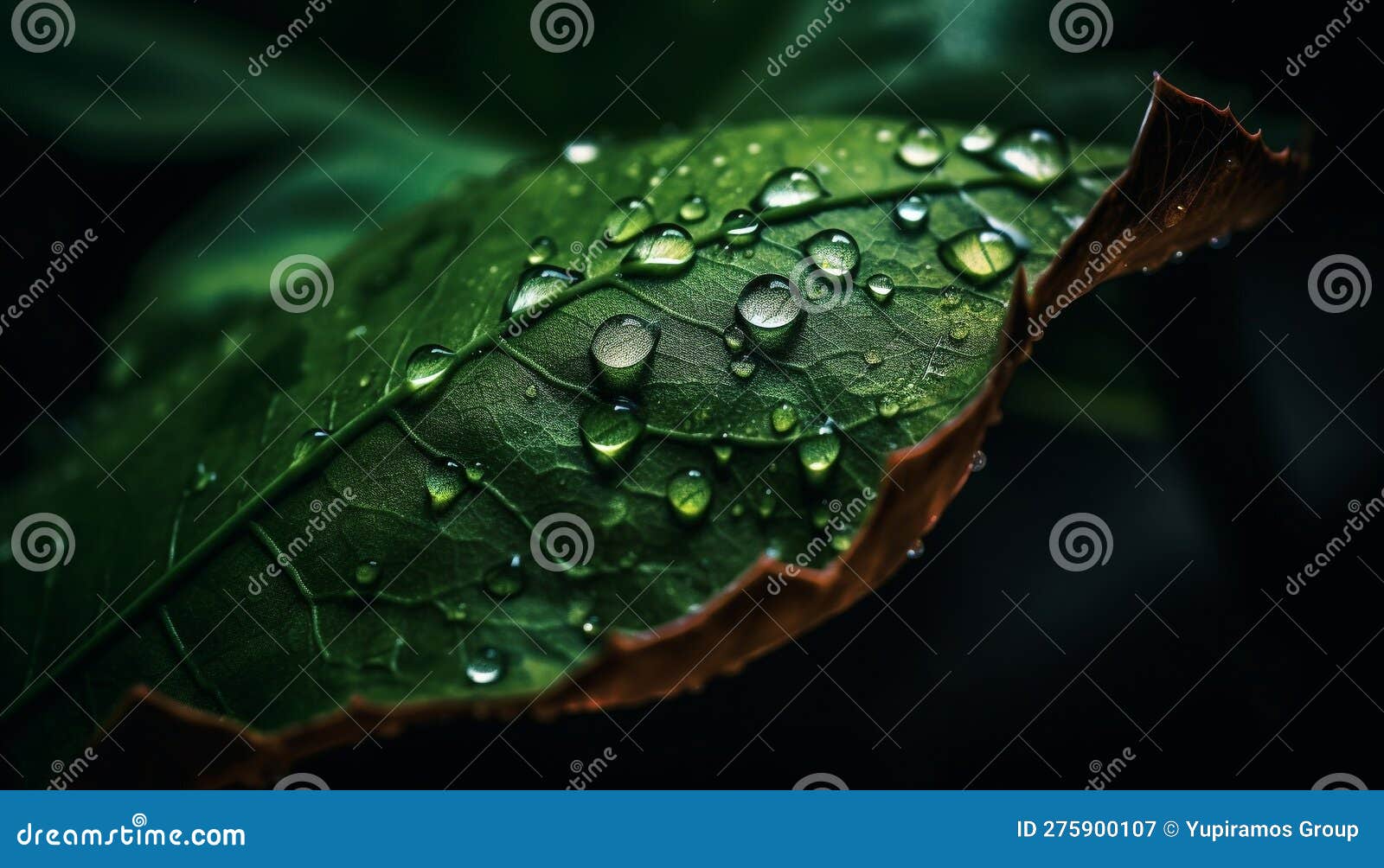 Fresh Green Leaf with Dew Drop Reflection Generated by AI Stock Image ...