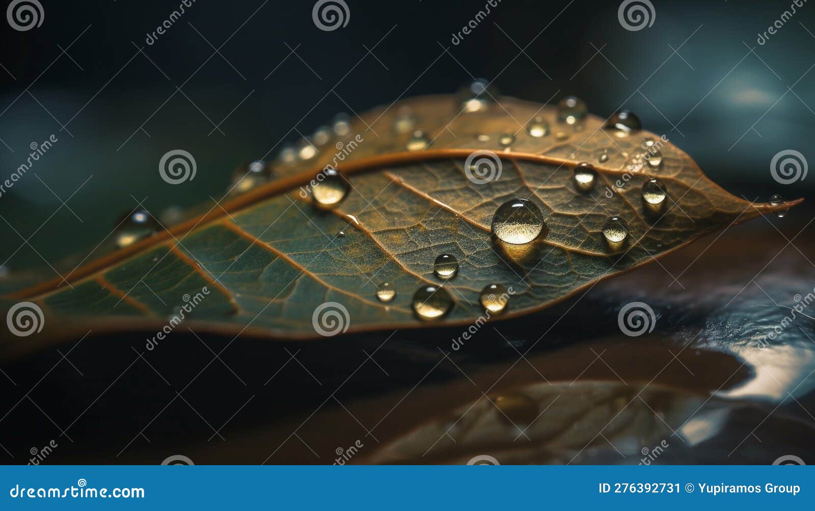 Fresh Green Leaf with Dew Drop Reflection Generated by AI Stock ...