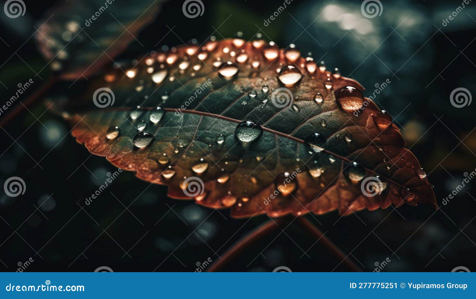 Fresh Green Leaf with Dew Drop Reflection Generated by AI Stock ...