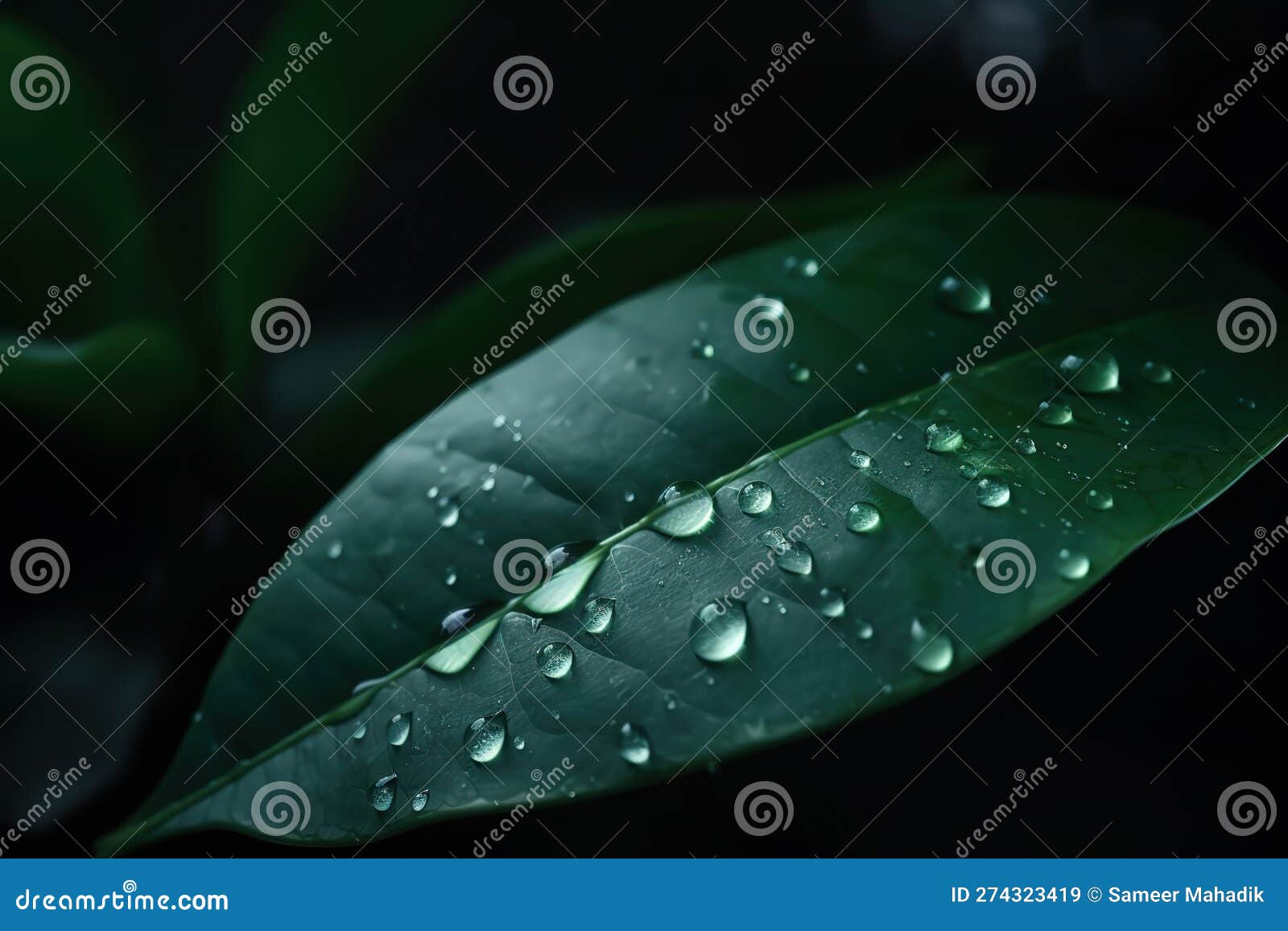 Fresh Green Leaf with Water Drop, Relaxation Nature Concept. Generative ...