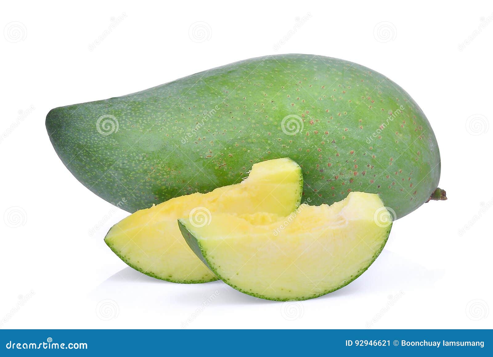 Fresh Green Mango with Slice Isolated on White Stock Image - Image of ...