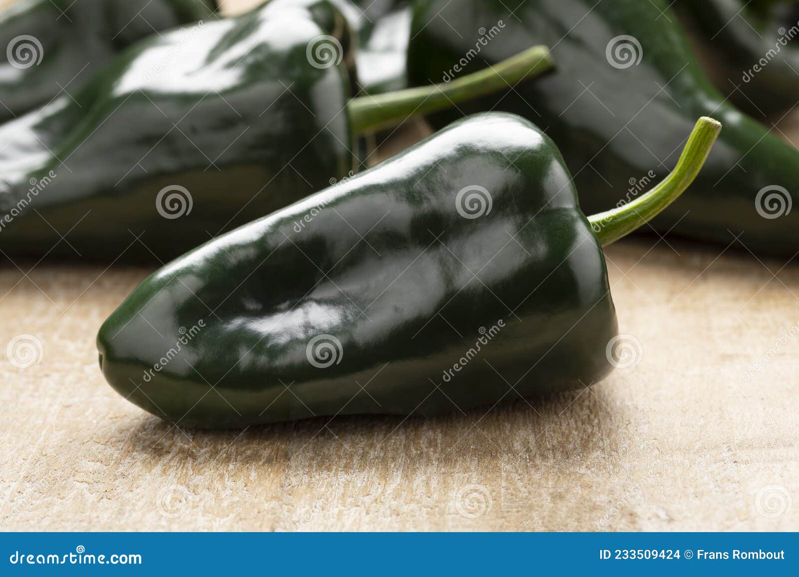 Fresh Green Mexican Poblano Pepper Close Up Stock Photo - Image of ...