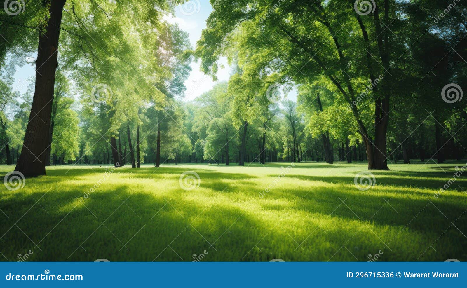 Fresh Green Nature, Trees in the Park with Green Grass and Sunlight ...