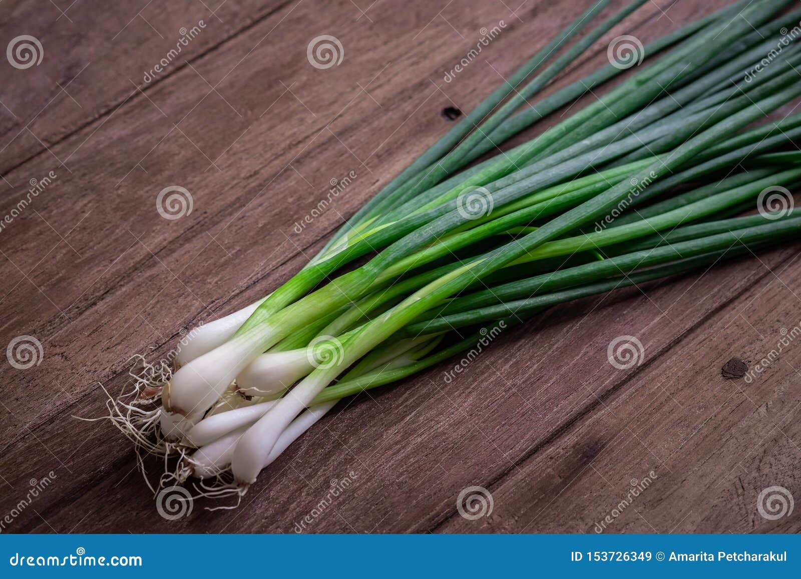 Fresh Green Onion on Wooden Table Stock Image - Image of healthy, herbs ...