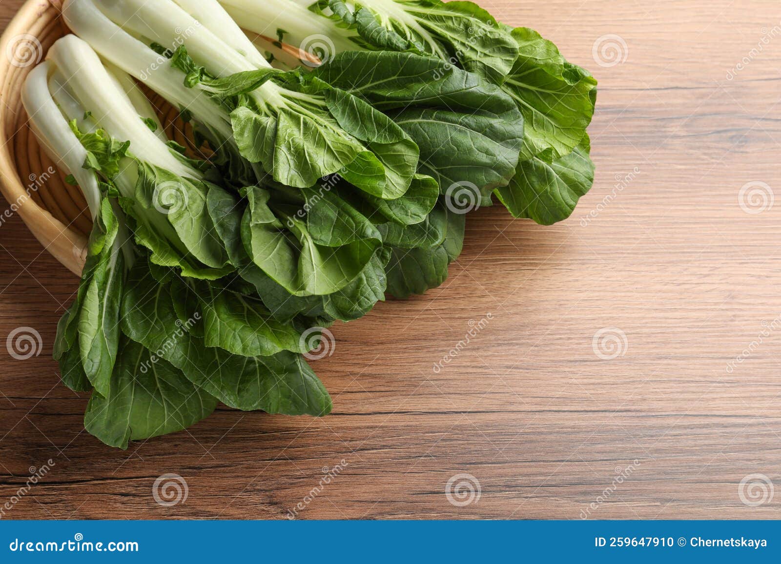 Fresh Green Pak Choy Cabbages on Wooden Table, Space for Text Stock ...