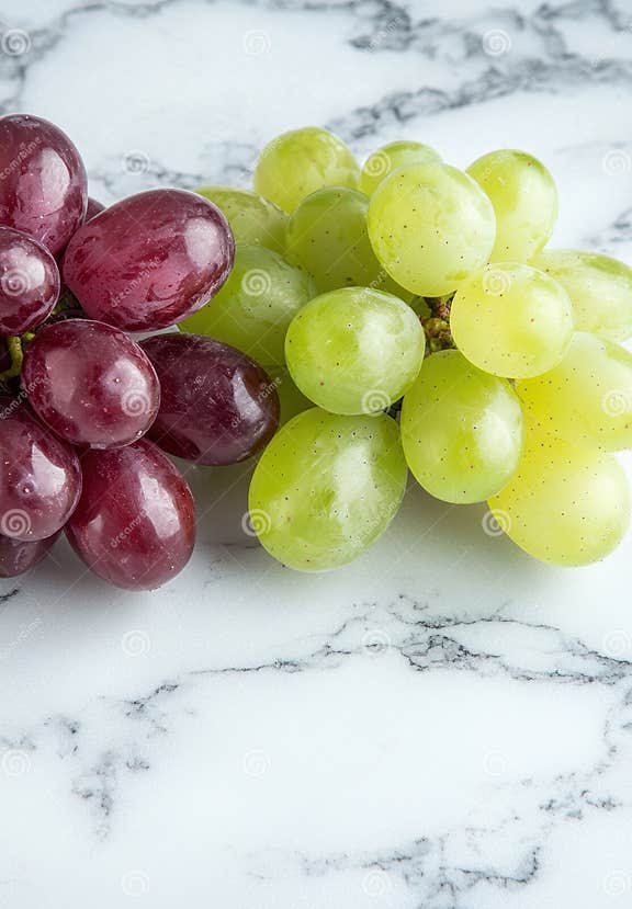 Fresh Green and Red Grapes on a Marble Background Stock Illustration ...