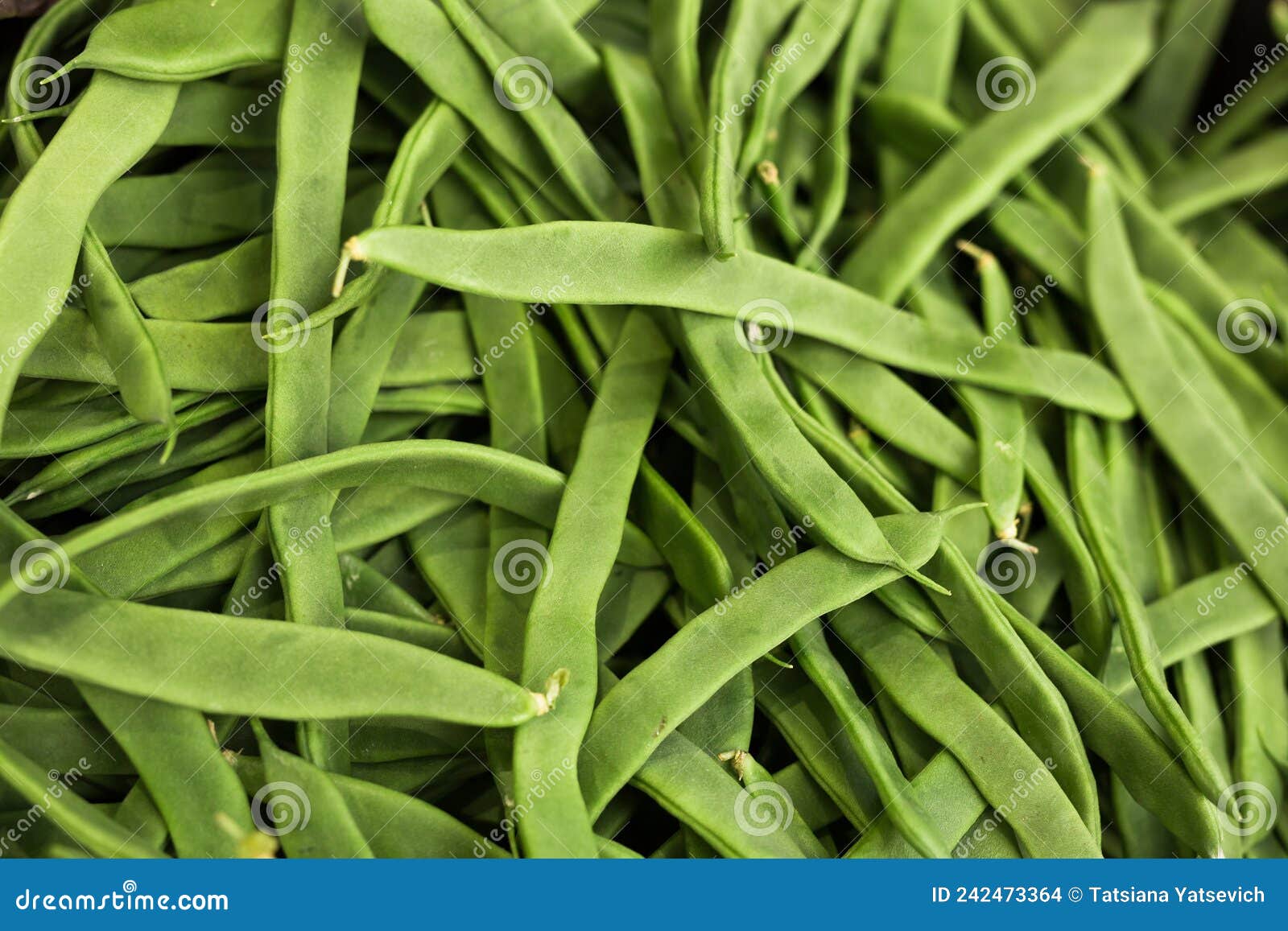 Green Romano Beans on the Counter in the Market Stock Photo - Image of ...